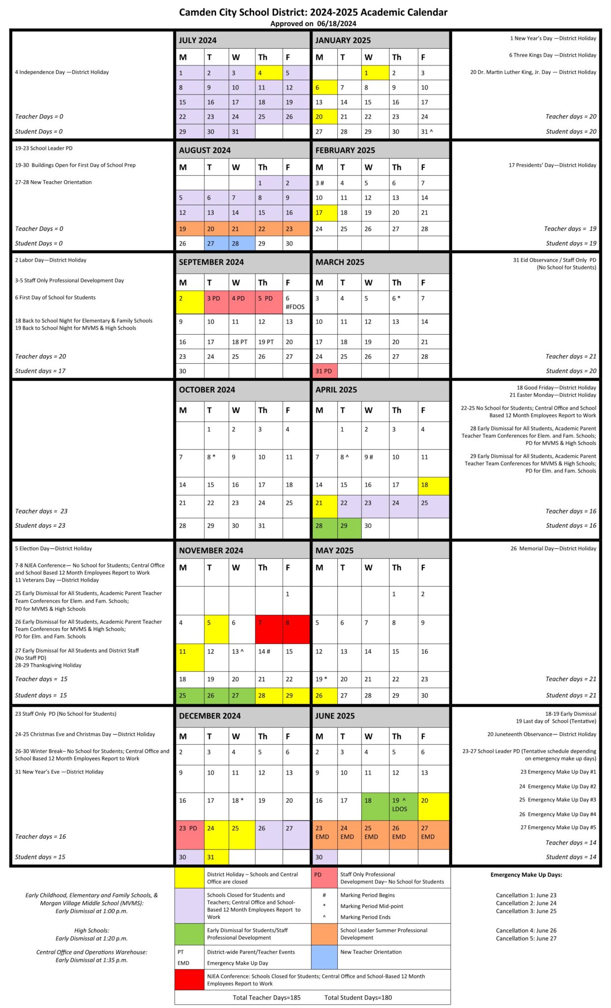 Camden CCSD School Calendar 24-25 PDF [Revised] - EduCounty