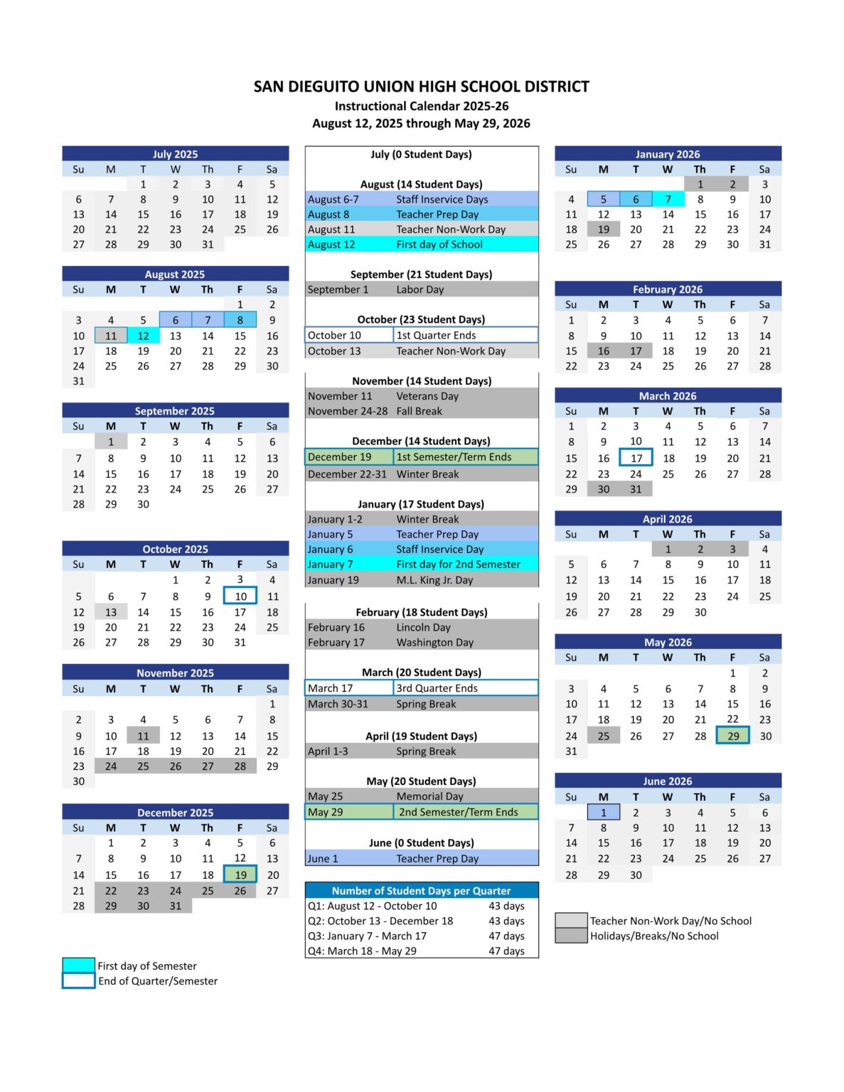 San Dieguito Union High School District Calendar 25-26 [PDF] - EduCounty
