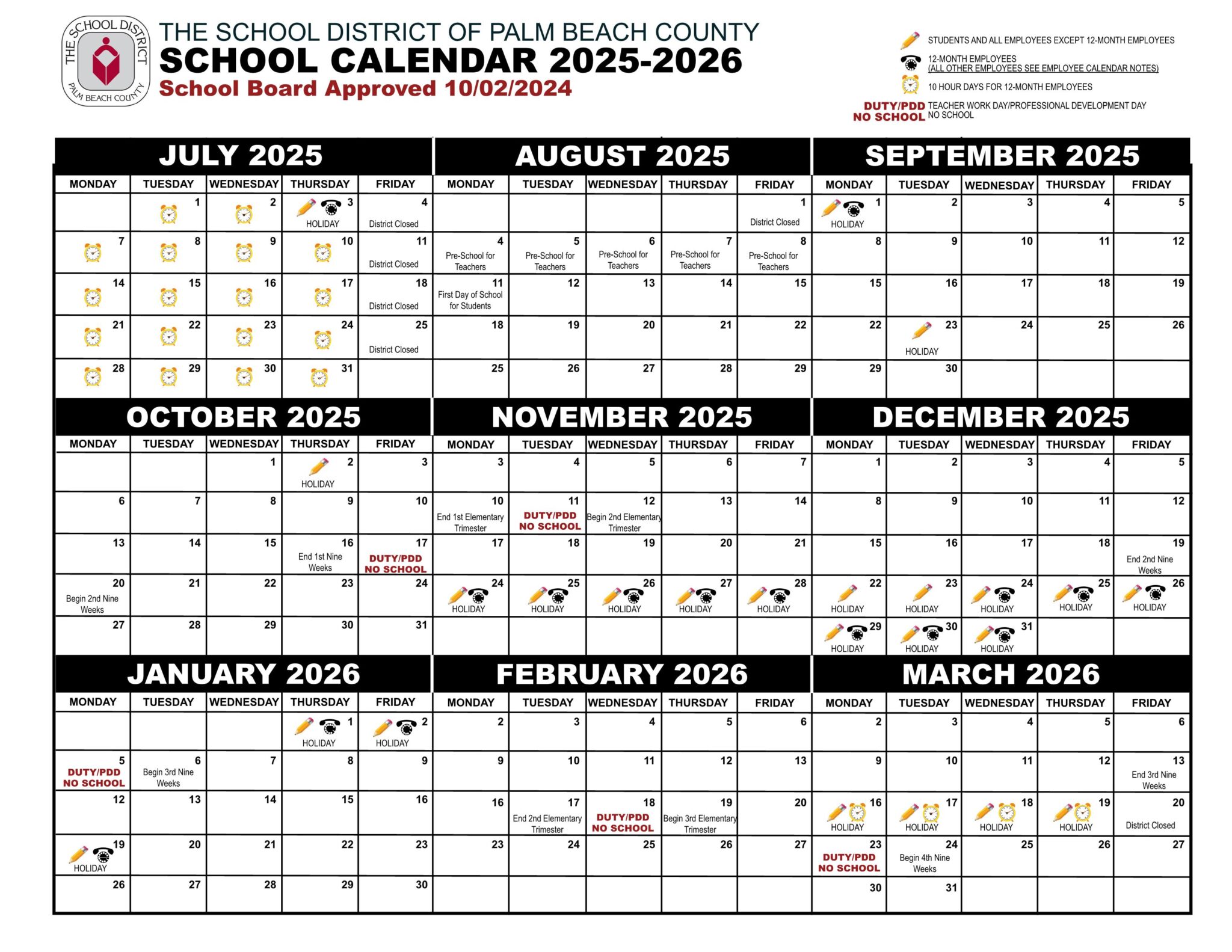 Palm Beach Schools County Calendar 25-26 [PDF] - EduCounty