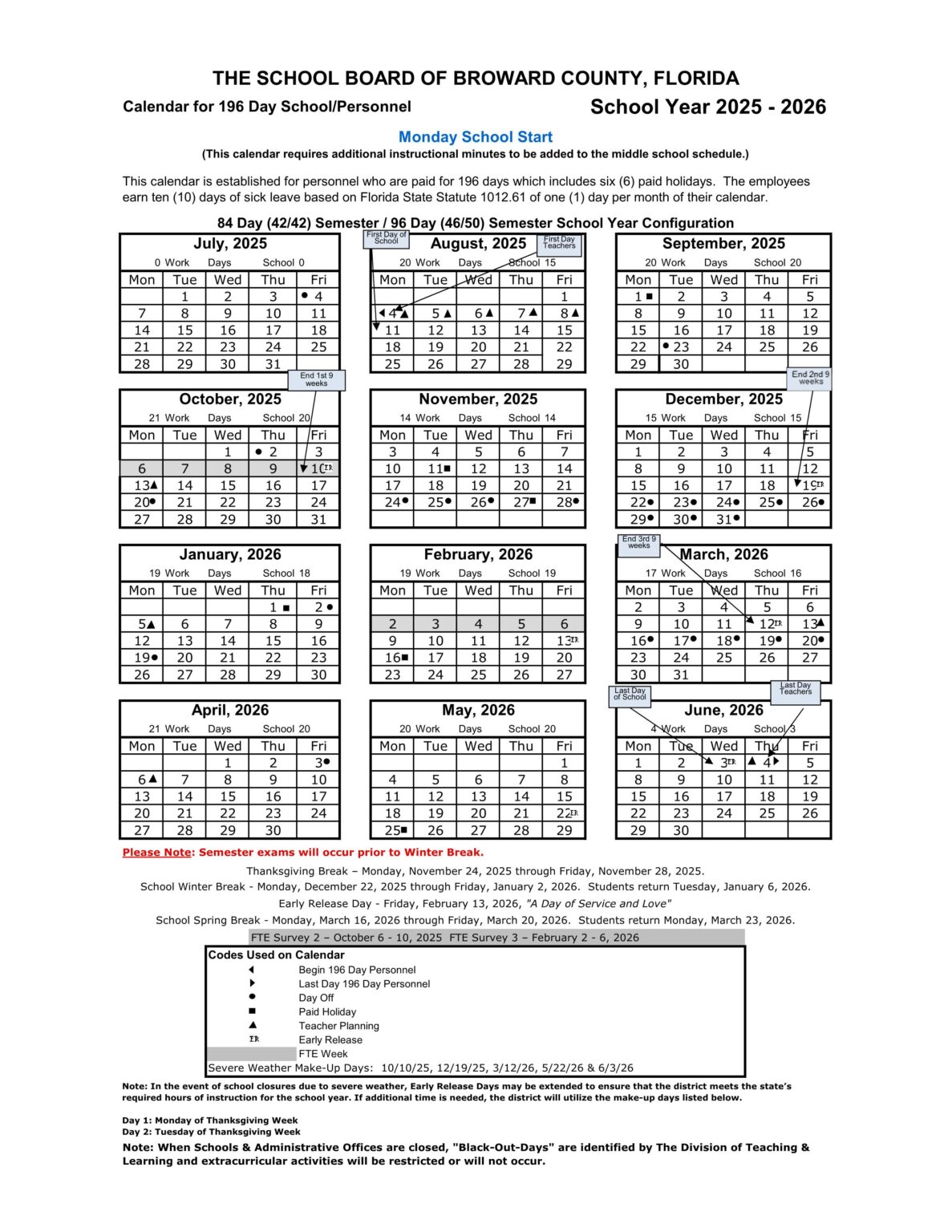 Broward County School Calendar 25-26 [PDF] - EduCounty