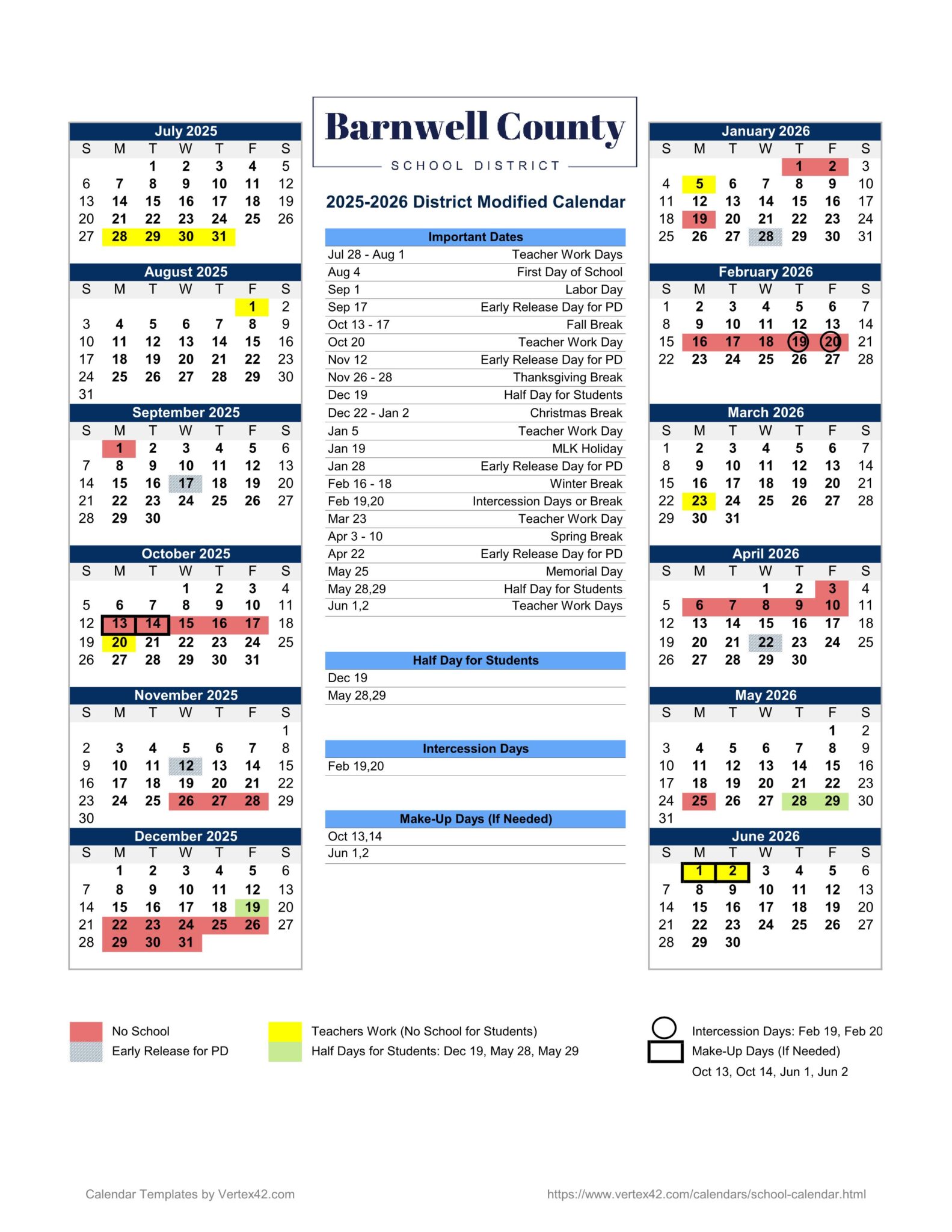 Barnwell County SC Schools Calendar 25-26 [PDF] - EduCounty