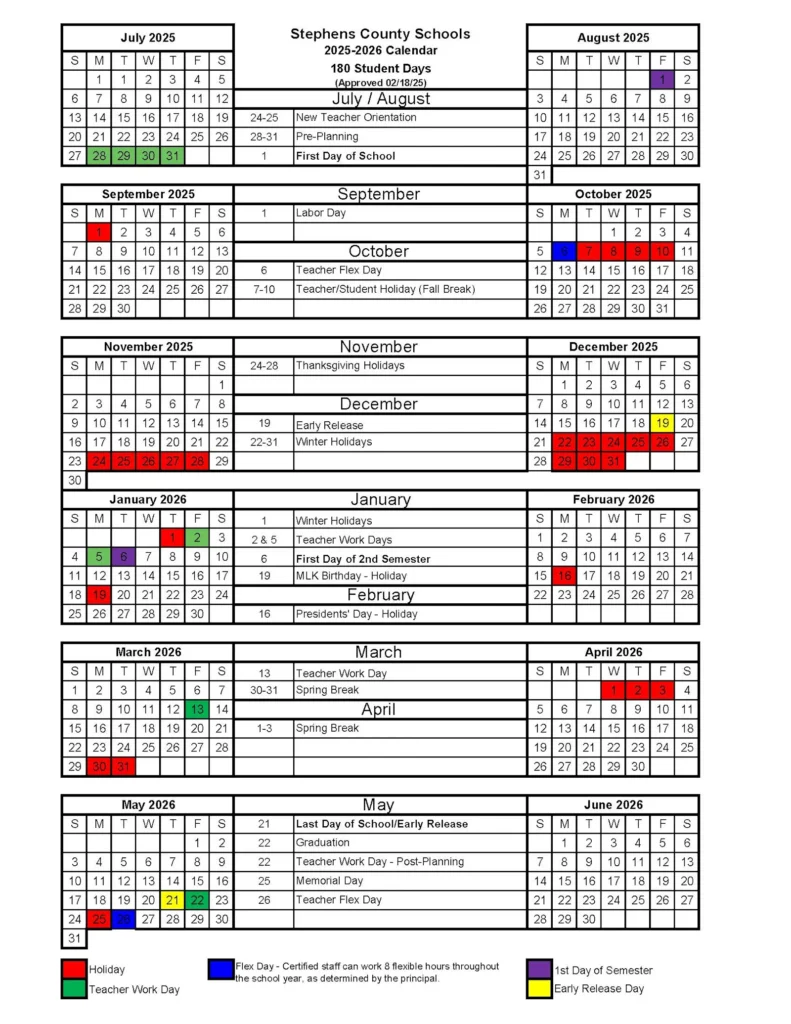 Stephens County GA Schools Calendar 25-26 [PDF] - EduCounty
