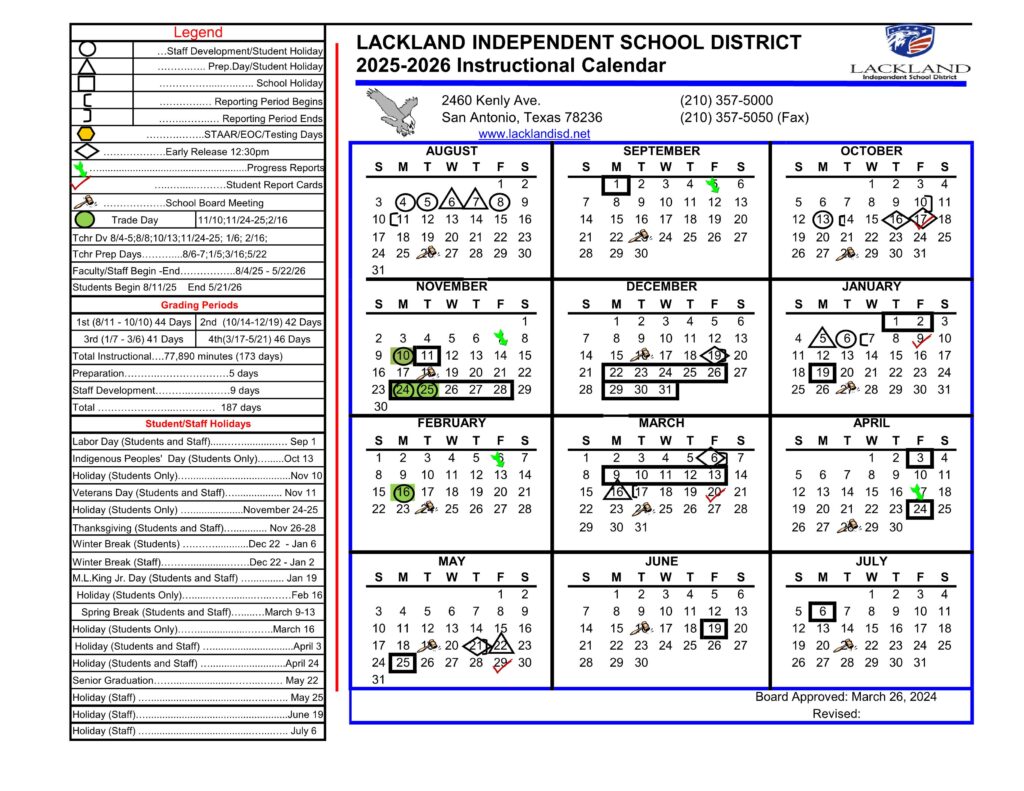 Lackland ISD School Calendar 25-26 [PDF] - EduCounty