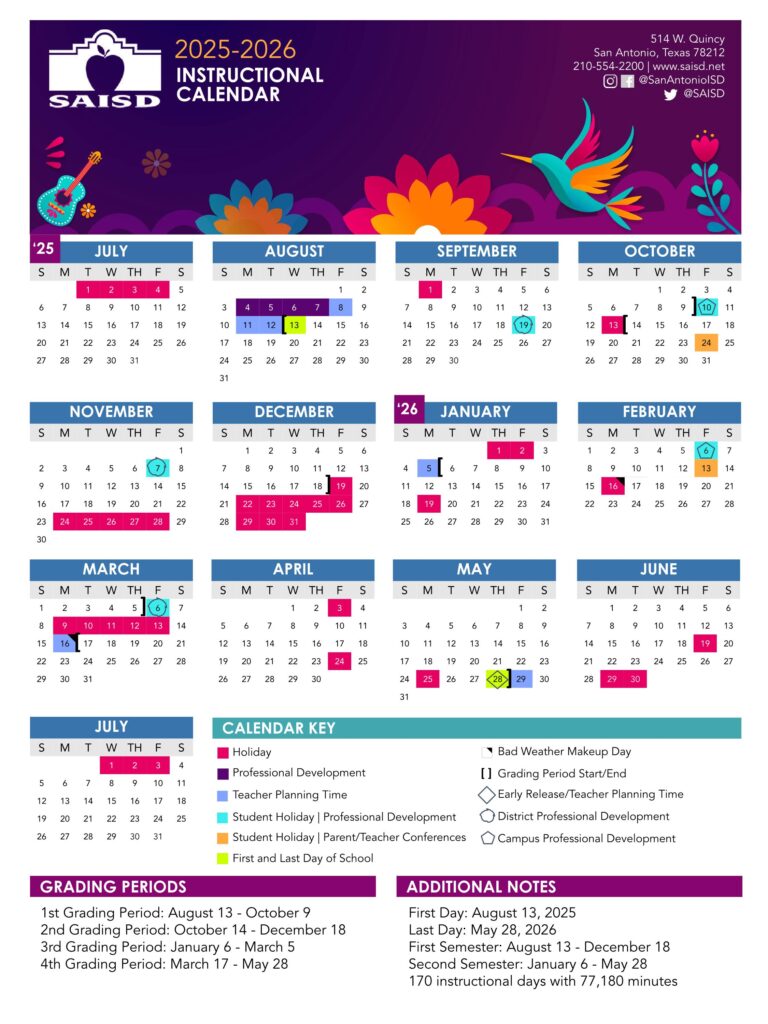 San Antonio SAISD School Calendar 25-26 [PDF] - EduCounty