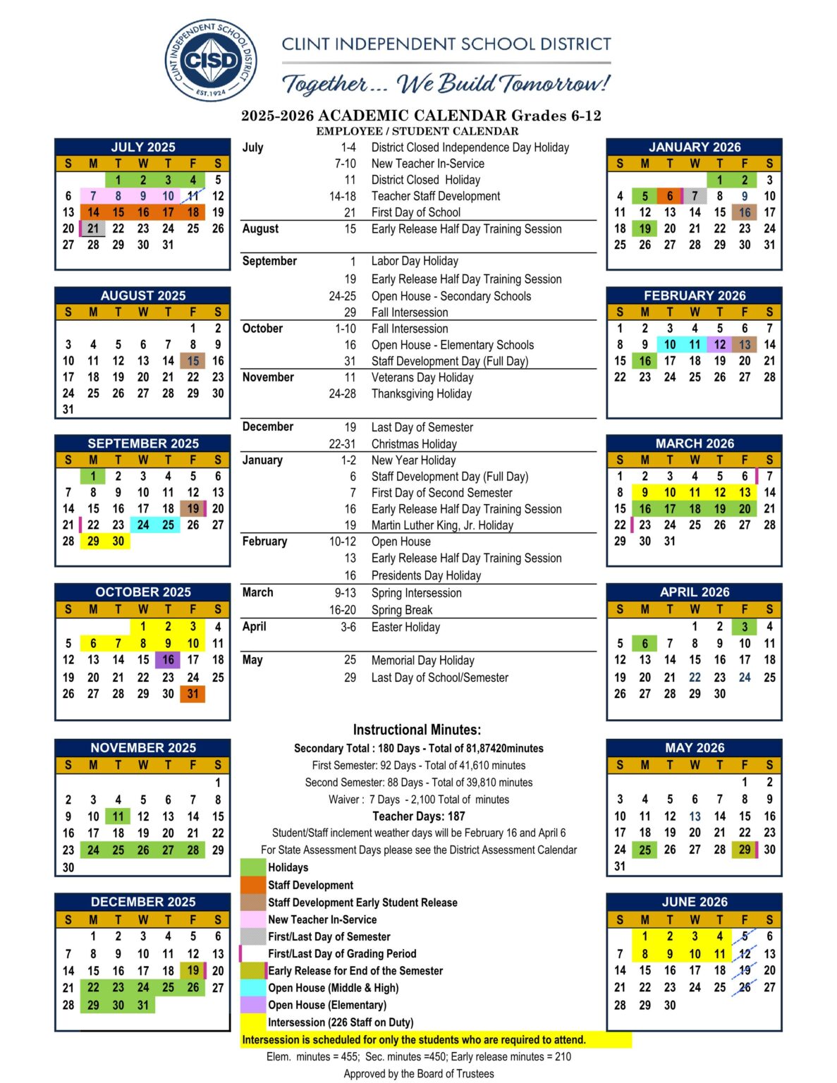 CANUTILLO ISD School Calendar 25-26 [PDF] - EduCounty