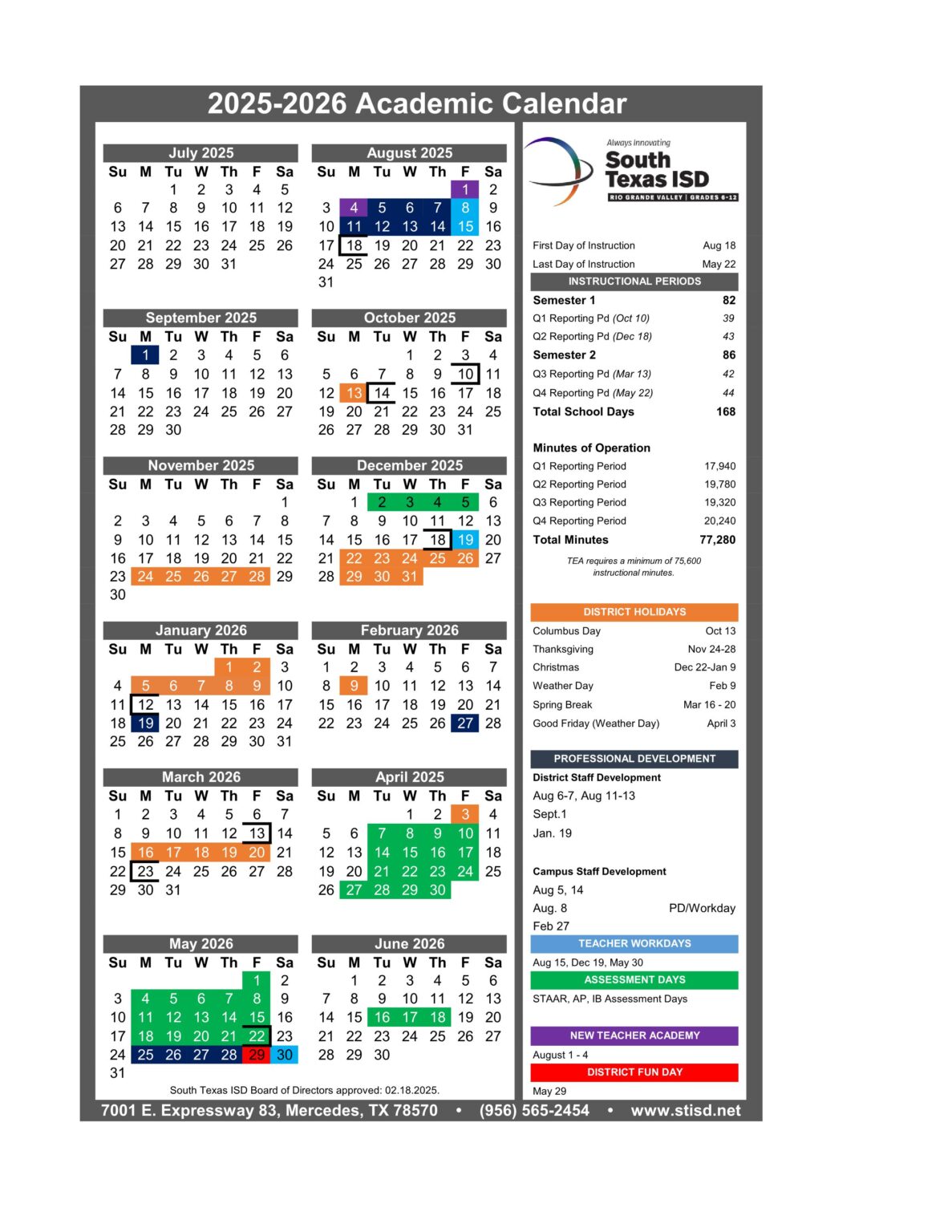 South Texas ISD School Calendar 25-26 [PDF] - EduCounty