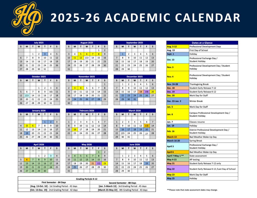 Highland Park HPISD Academic Calendar 25-26 [PDF] - EduCounty