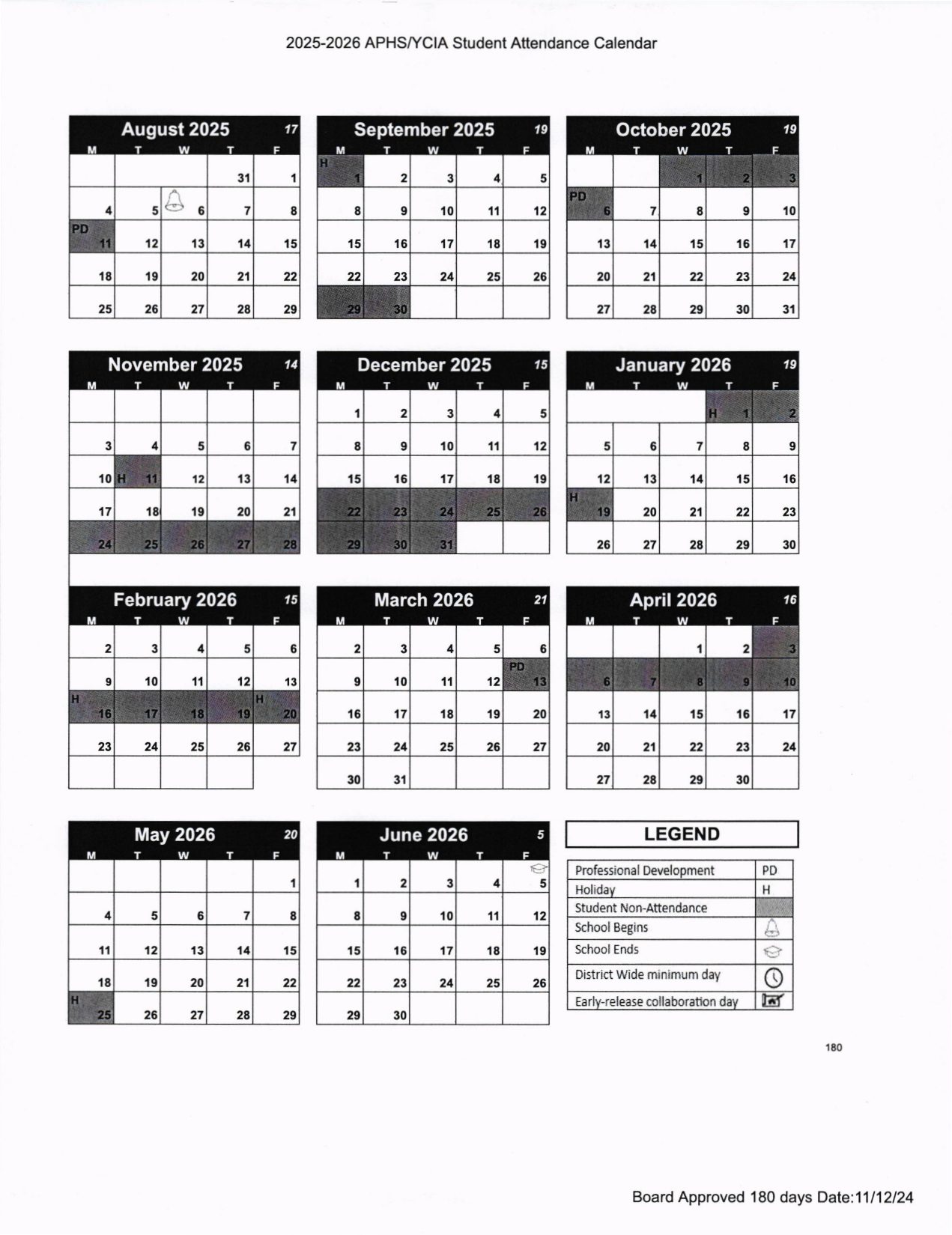 Albert Powell High School Calendar 25-26 [PDF] REVISED - EduCounty