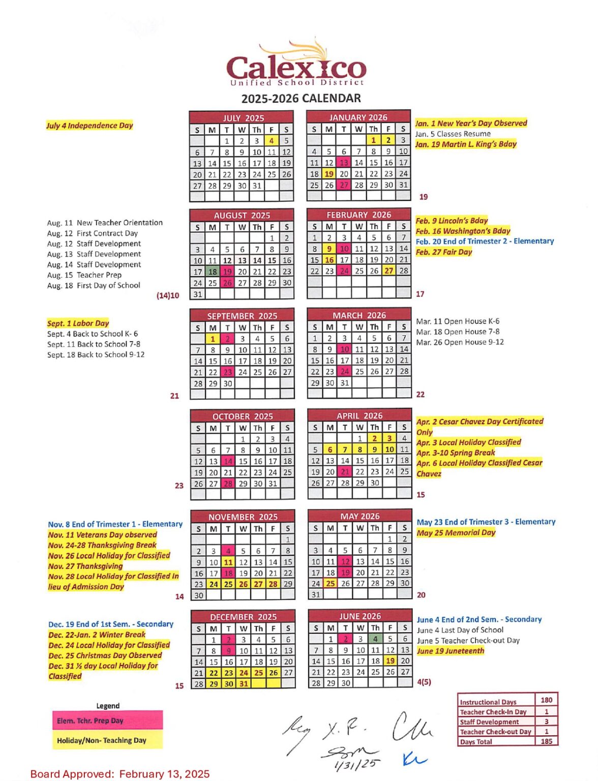 Calexico Unified School District Calendar 25-26 [PDF] revised - EduCounty