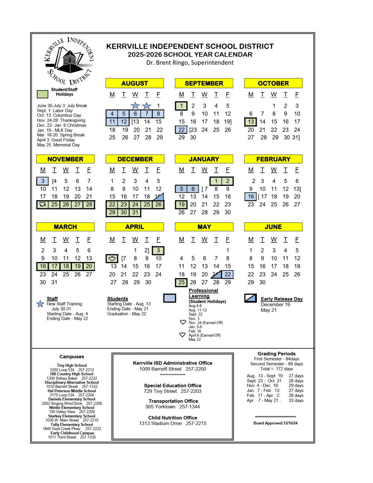 Kerrville ISD School Calendar 25-26 [PDF] revised - EduCounty