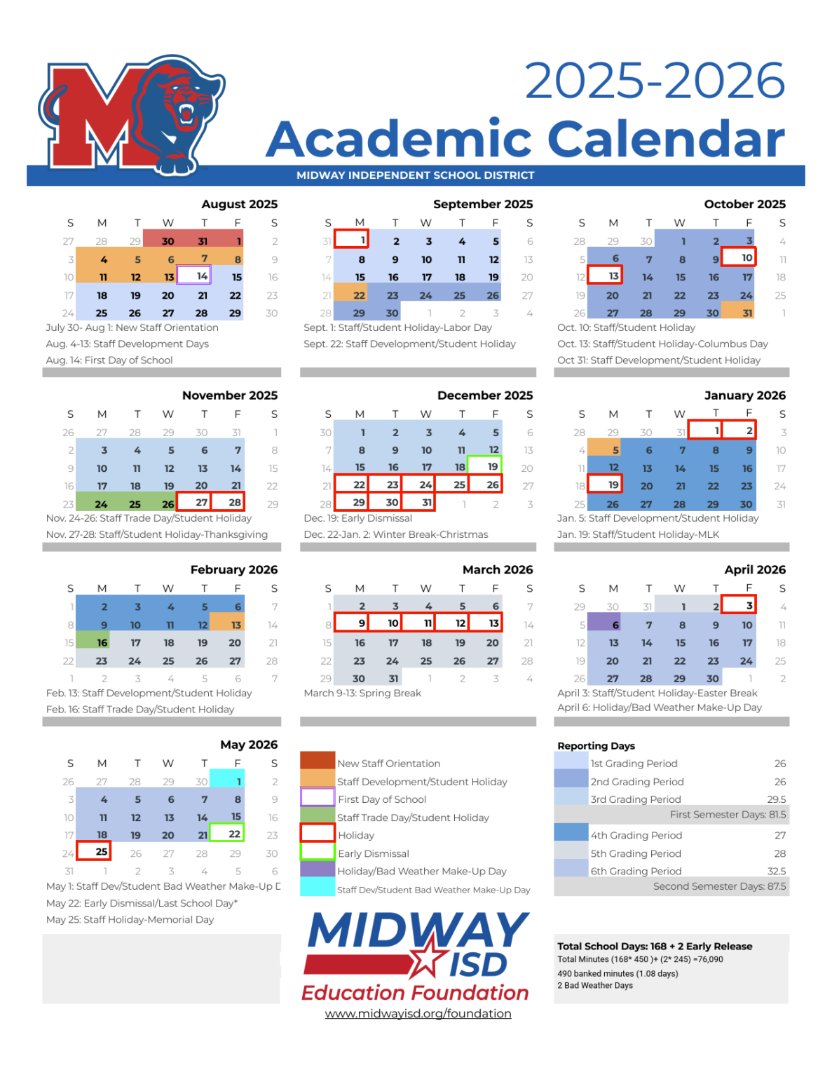 Midway ISD School Calendar 25-26 [PDF] - EduCounty