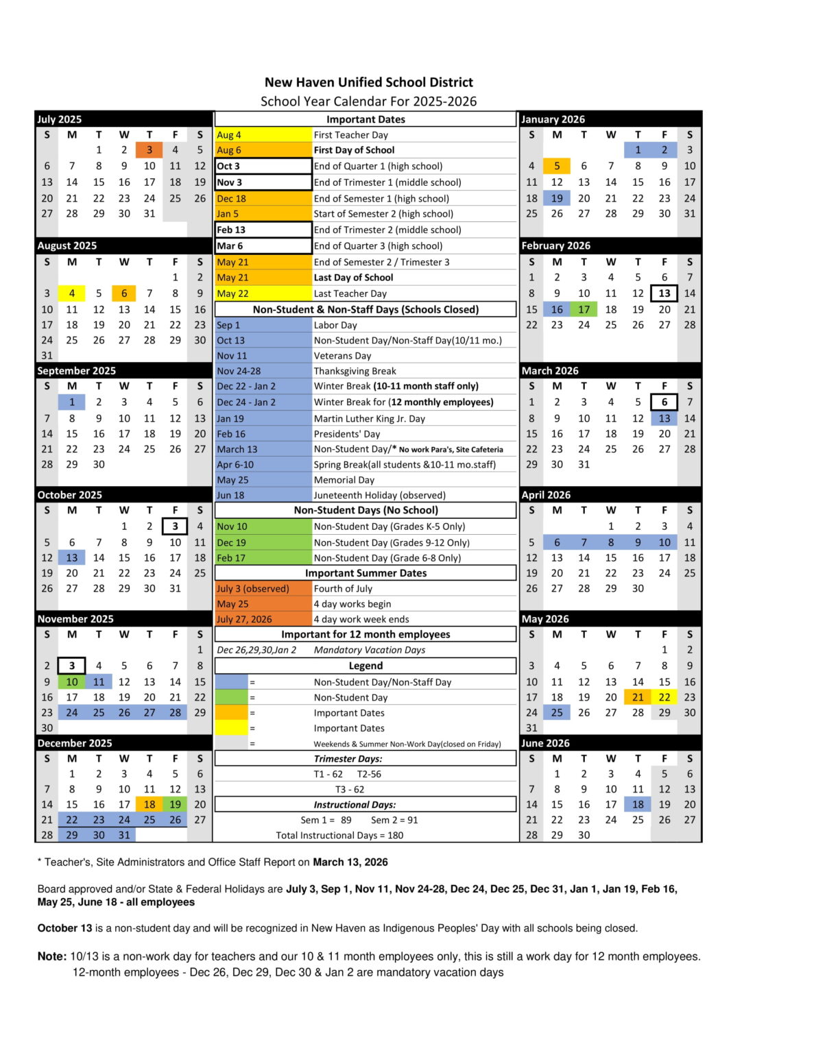 New Haven Unified School District School Calendar 25-26 [pdf] - EduCounty