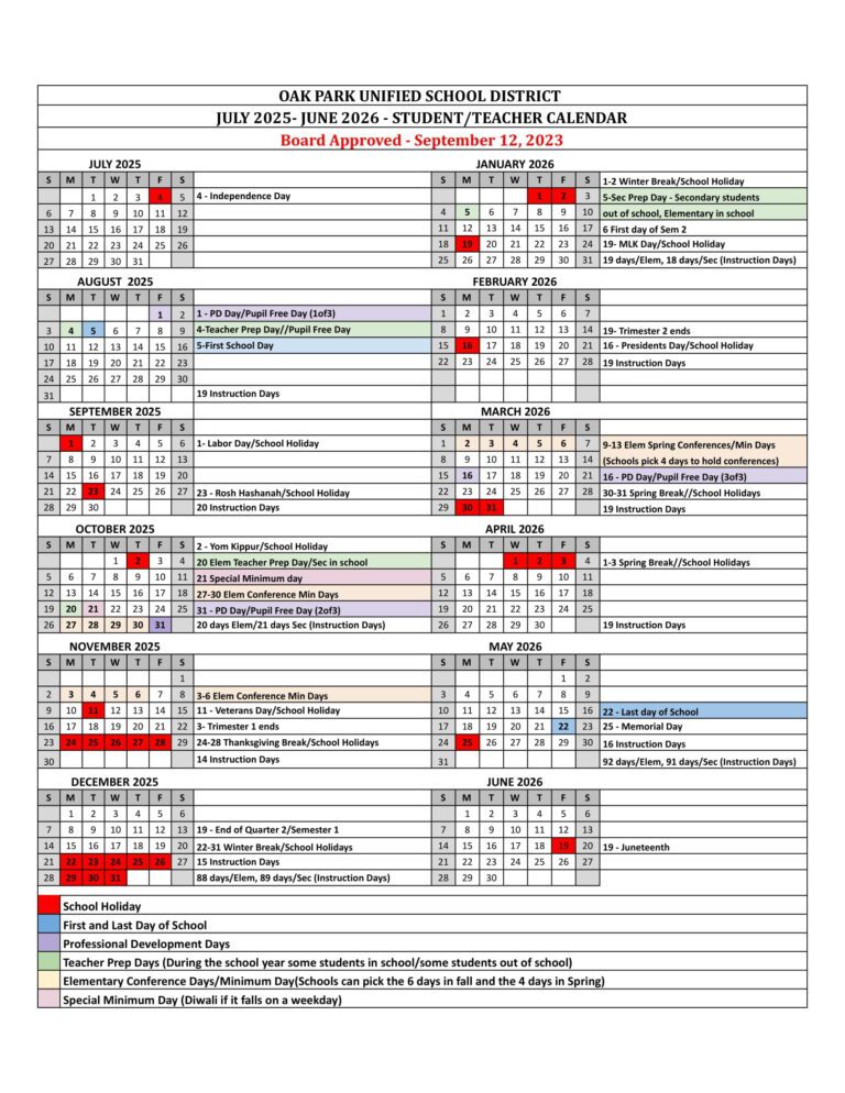 Oak Park USD Calendar 25-26 [PDF] Revised - EduCounty
