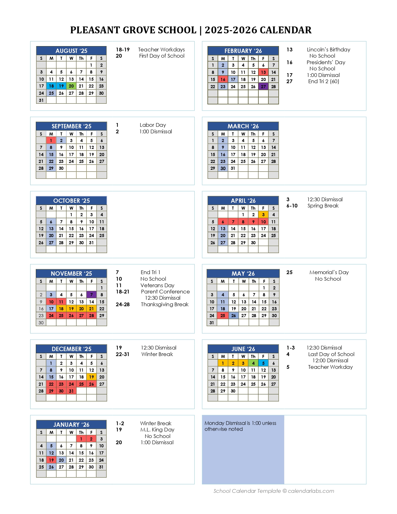 Pleasant Grove School Calendar 25-26 [PDF] revised - EduCounty