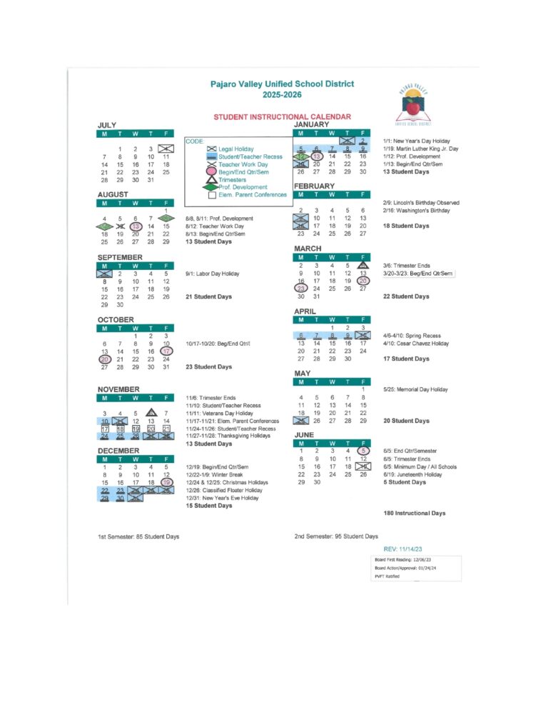 Pajaro Valley USD Calendar 25-26 [PDF] revised - EduCounty