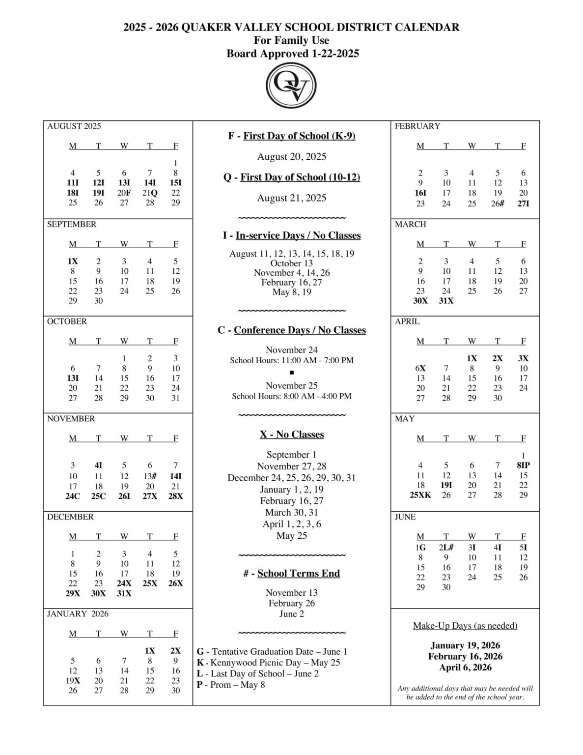 Quaker Valley School District Calendar 25-26 [PDF] revised - EduCounty