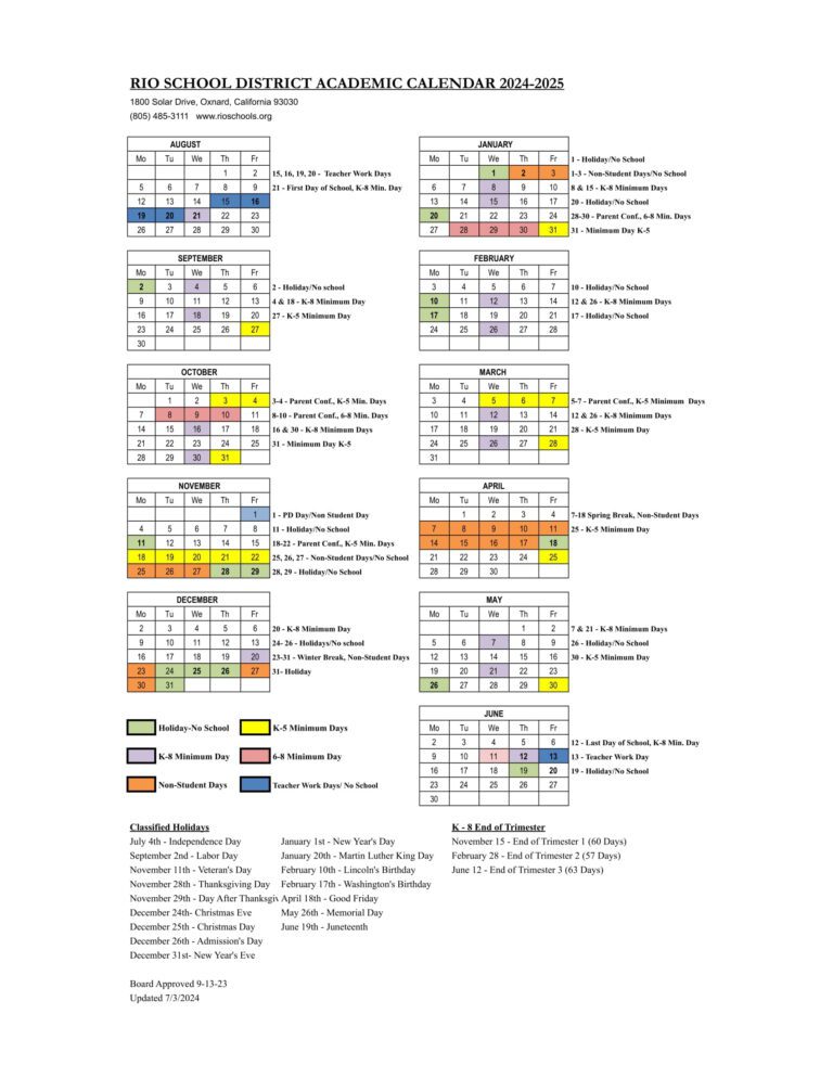 Rio School District Calendar 25-26 [PDF] revised - EduCounty