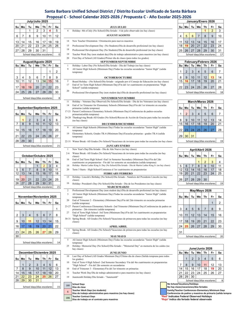 Santa Barbara Unified Sbunified Calendar 25-26 [PDF] revised - EduCounty