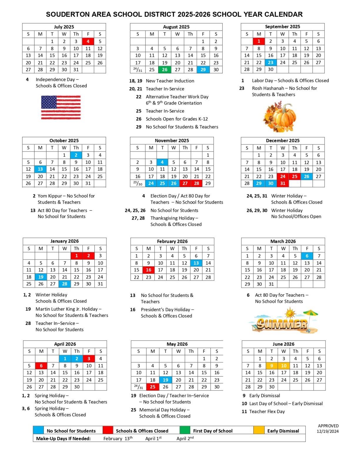 Souderton Area School District Calendar 25-26 [PDF] revised - EduCounty