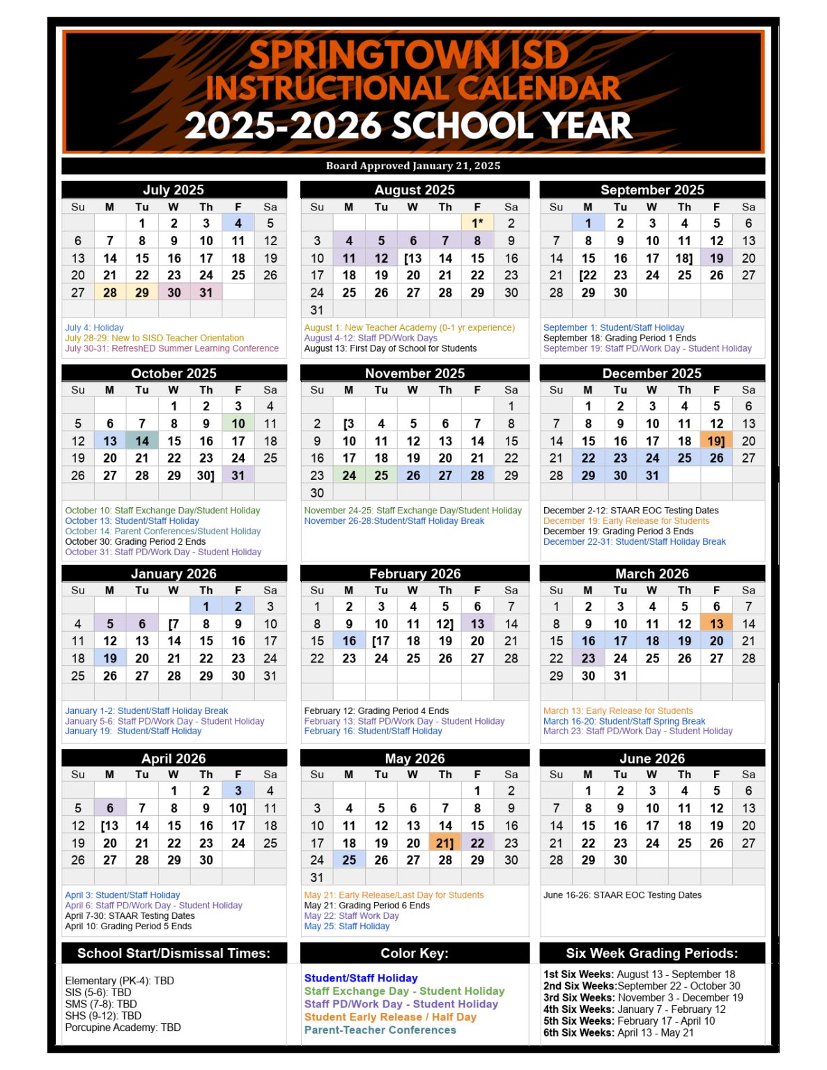 Springtown ISD School Calendar 25-26 pdf [revised] - EduCounty