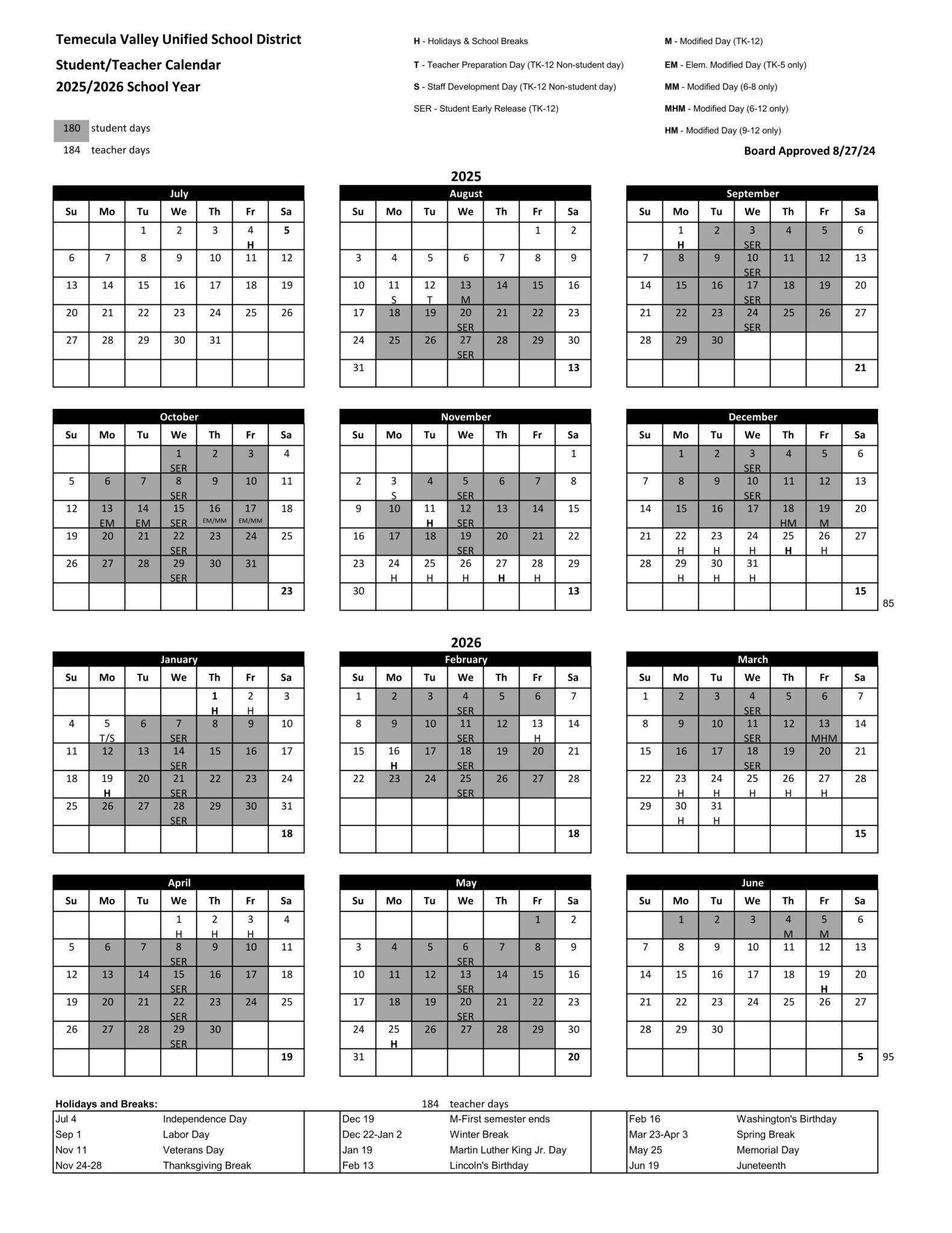 Temecula Valley USD Calendar 25-26 [PDF] REVISED - EduCounty