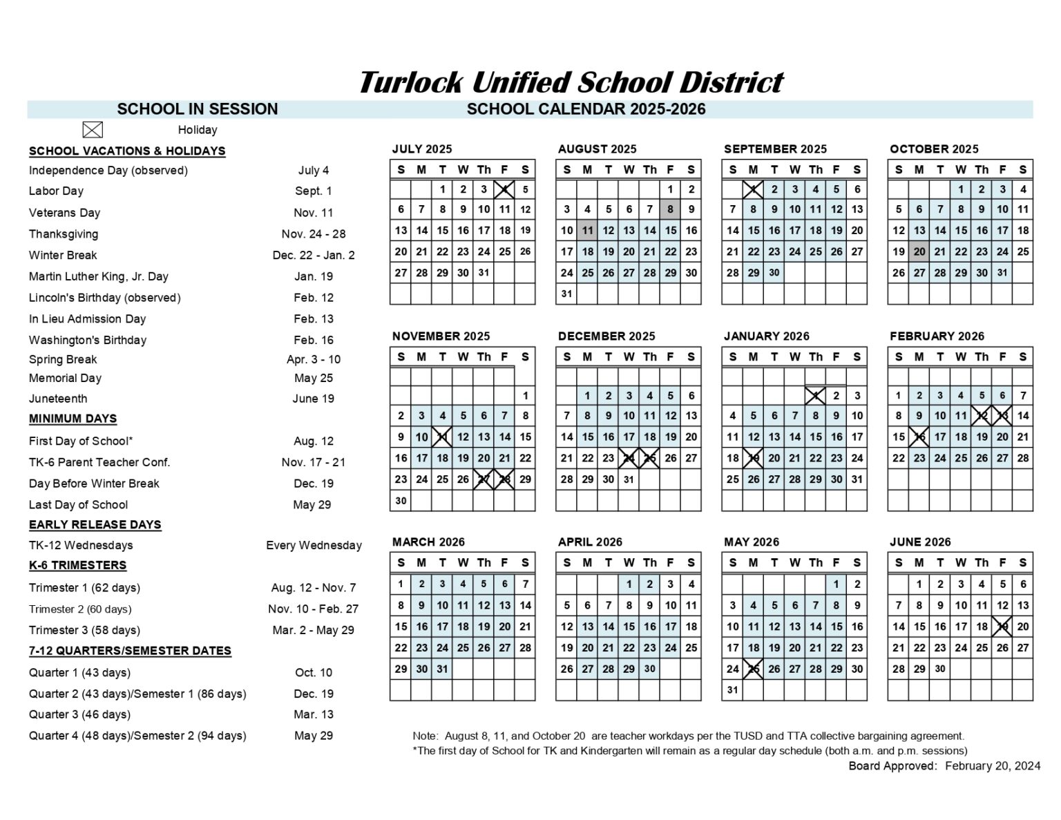 Turlock Unified School District Calendar 25-26 [PDF] REVISED - EduCounty