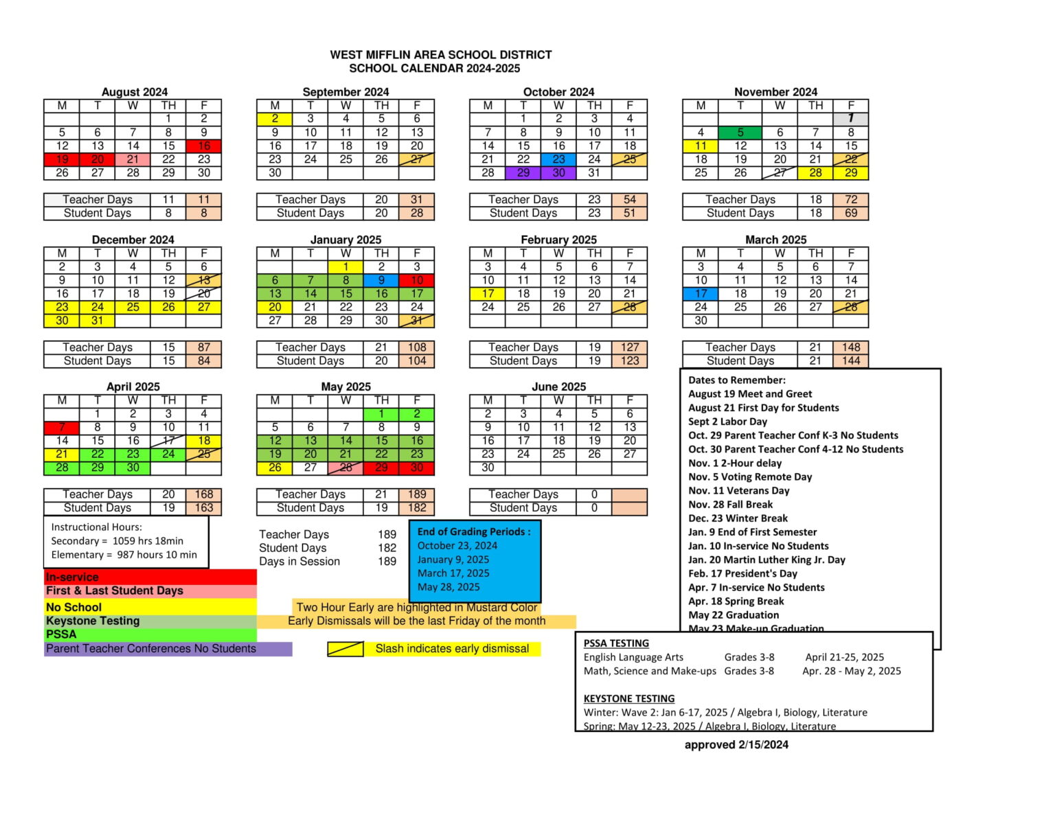 West Mifflin Area School District Calendar 24-25 [PDF] REVISED - EduCounty
