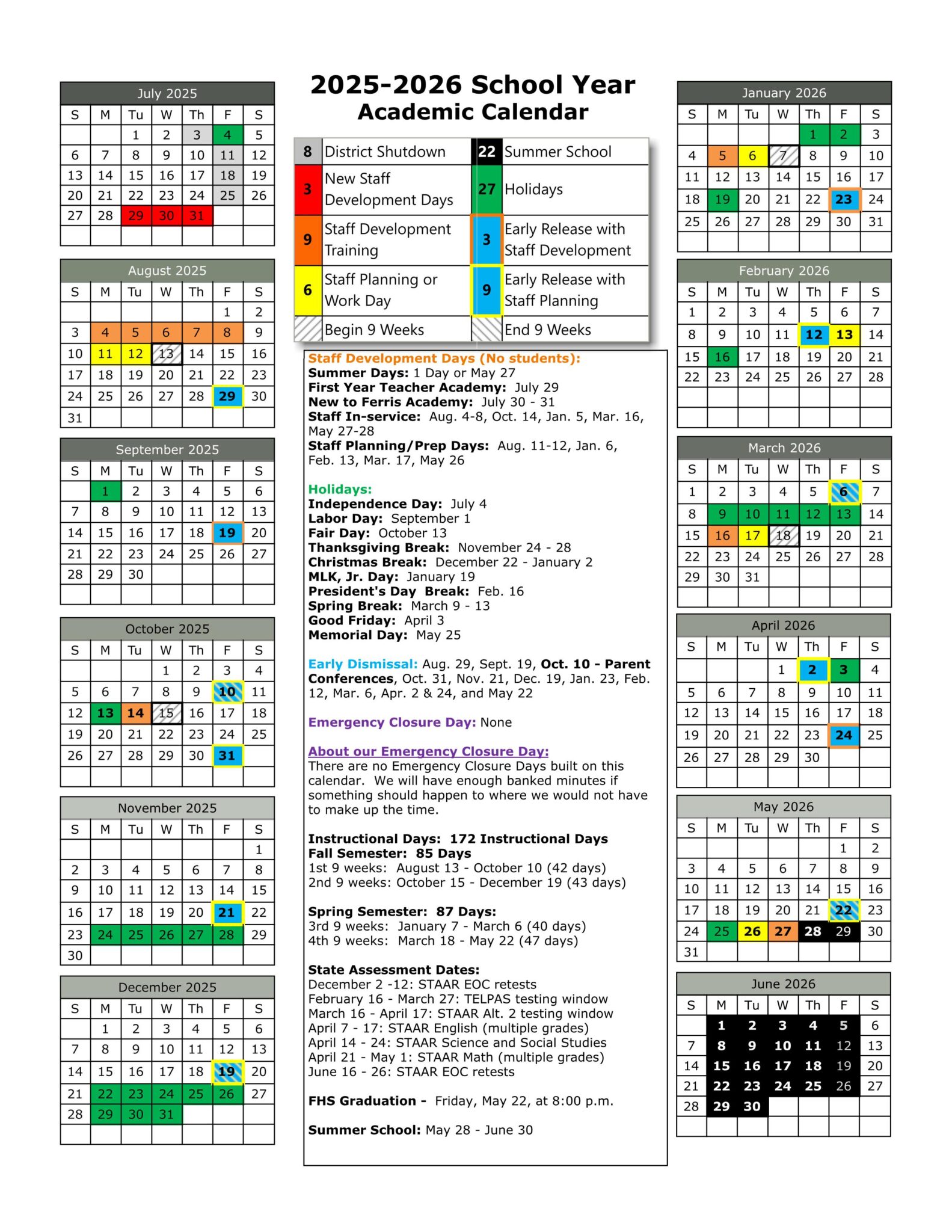 Ferris ISD Schools District Calendar 25-26 [PDF] - EduCounty