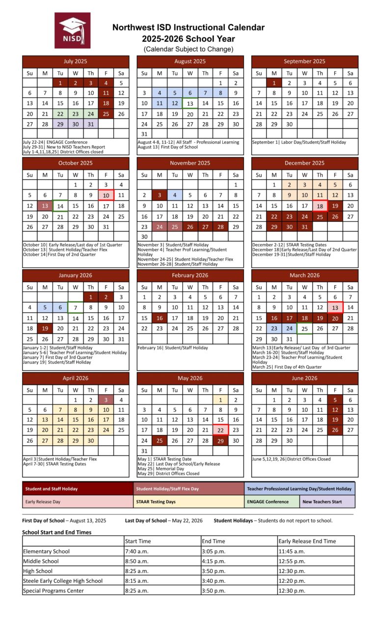 Northwest ISD school Calendar 25-26 [PDF] - EduCounty