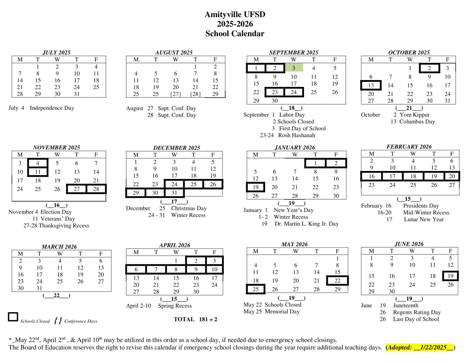 Amityville UFSD Calendar 25-26 PDF revised - EduCounty