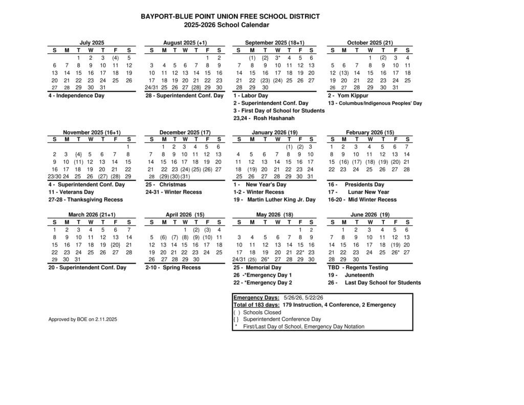 Bayport-Blue Point UFSD Calendar 25-26 REVISED - EduCounty