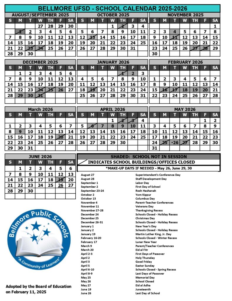 Bellmore Public Schools Calendar 25-26 revised [PDF] - EduCounty