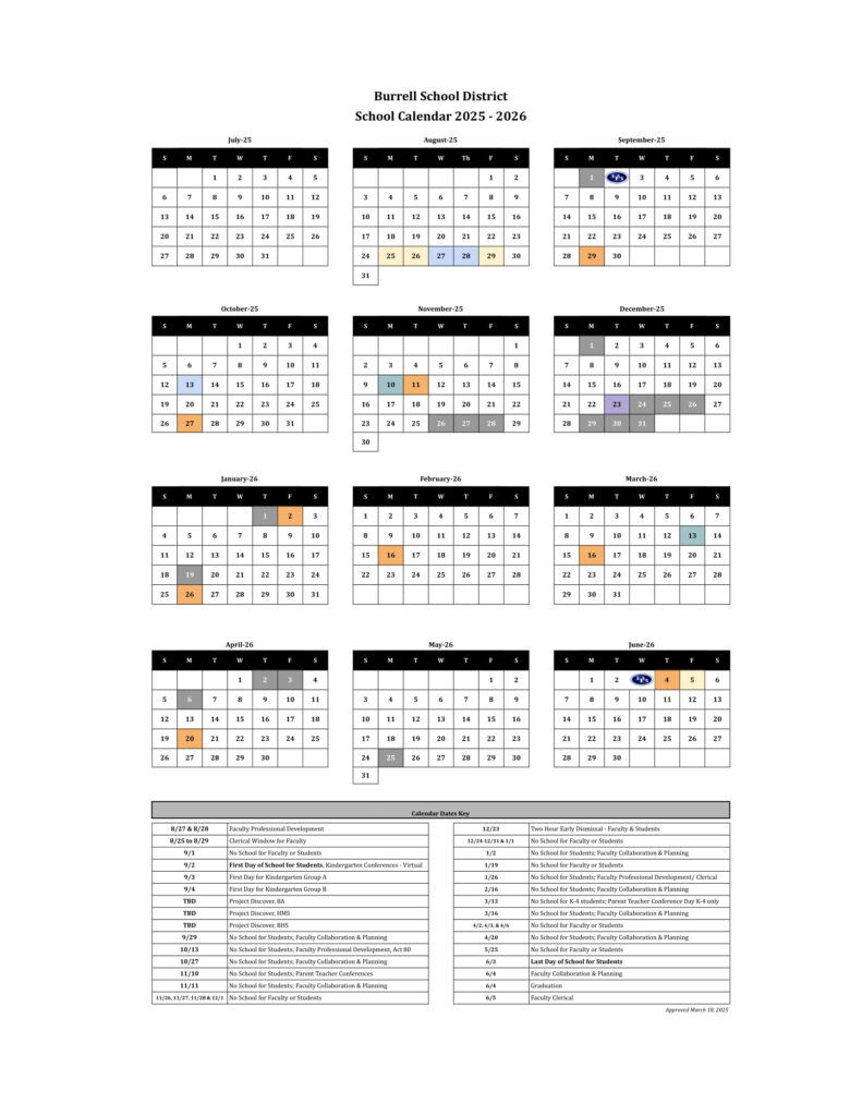 Burrell School District Calendar 25-26 [PDF] revised - EduCounty