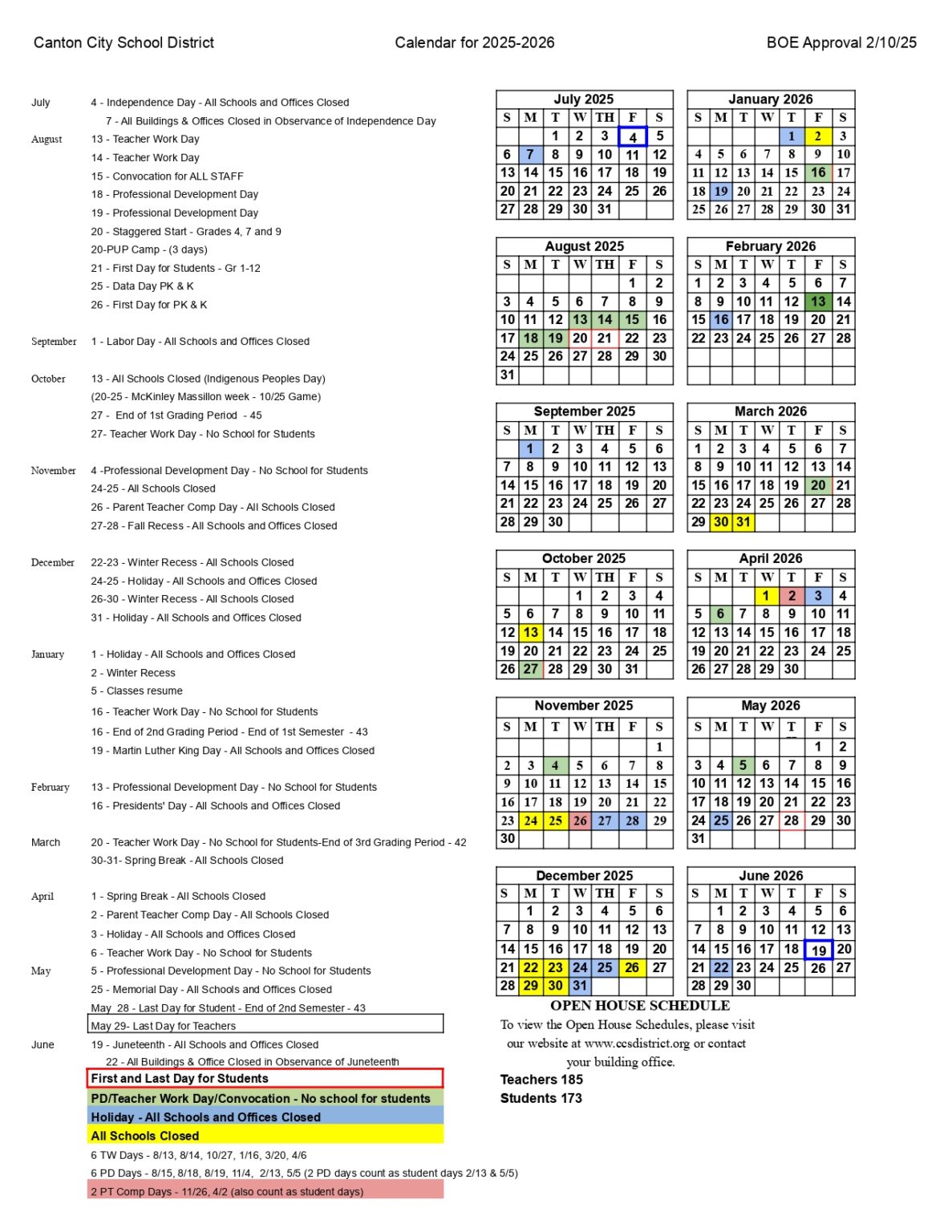 Canton City School District Calendar 25-26 Revised [PDF] - EduCounty