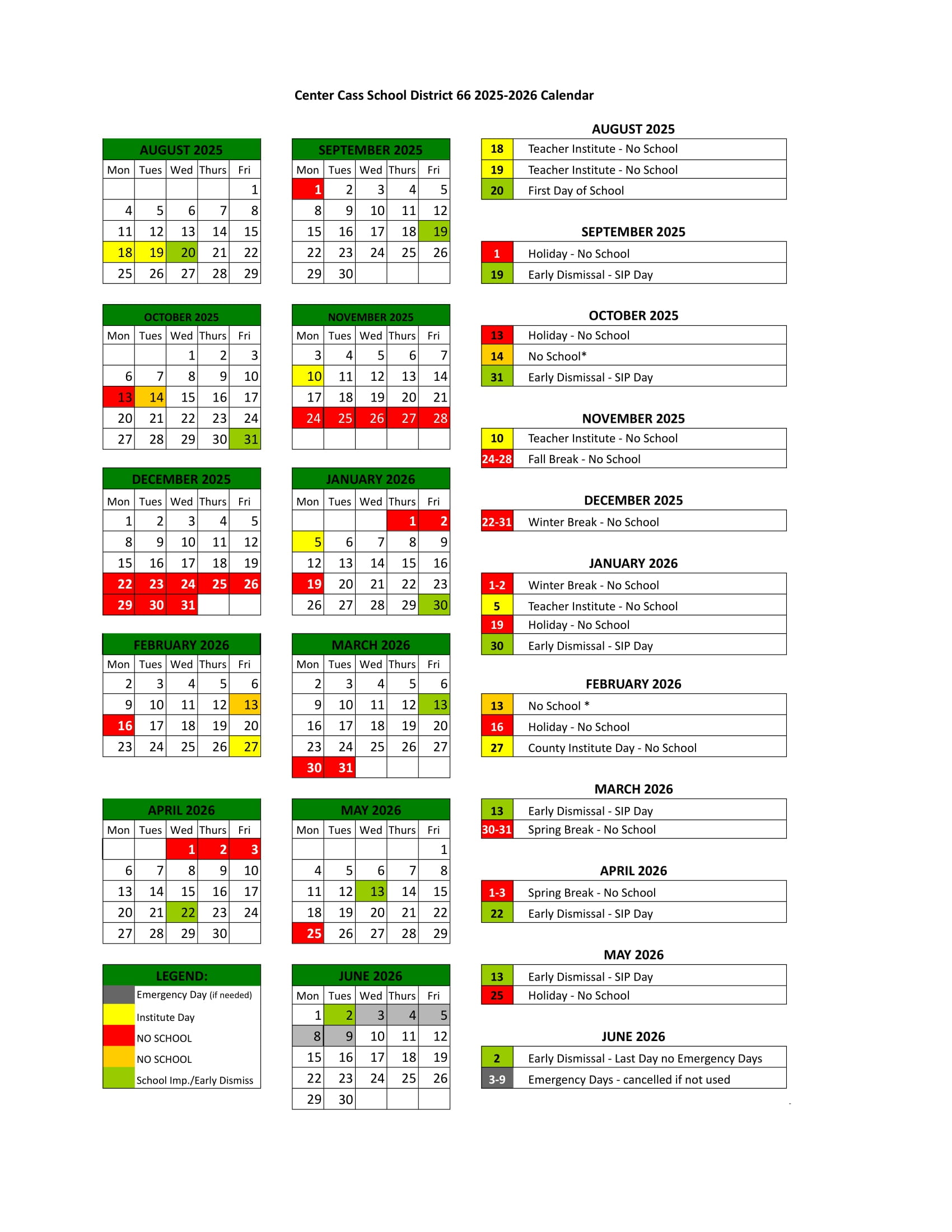 District 66 illinois Calendar 25-26 [PDF] REVISED - EduCounty