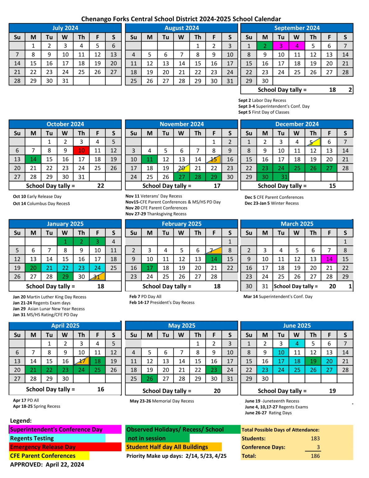 Chenango Forks CSD Calendar 25-26 revised [PDF] - EduCounty
