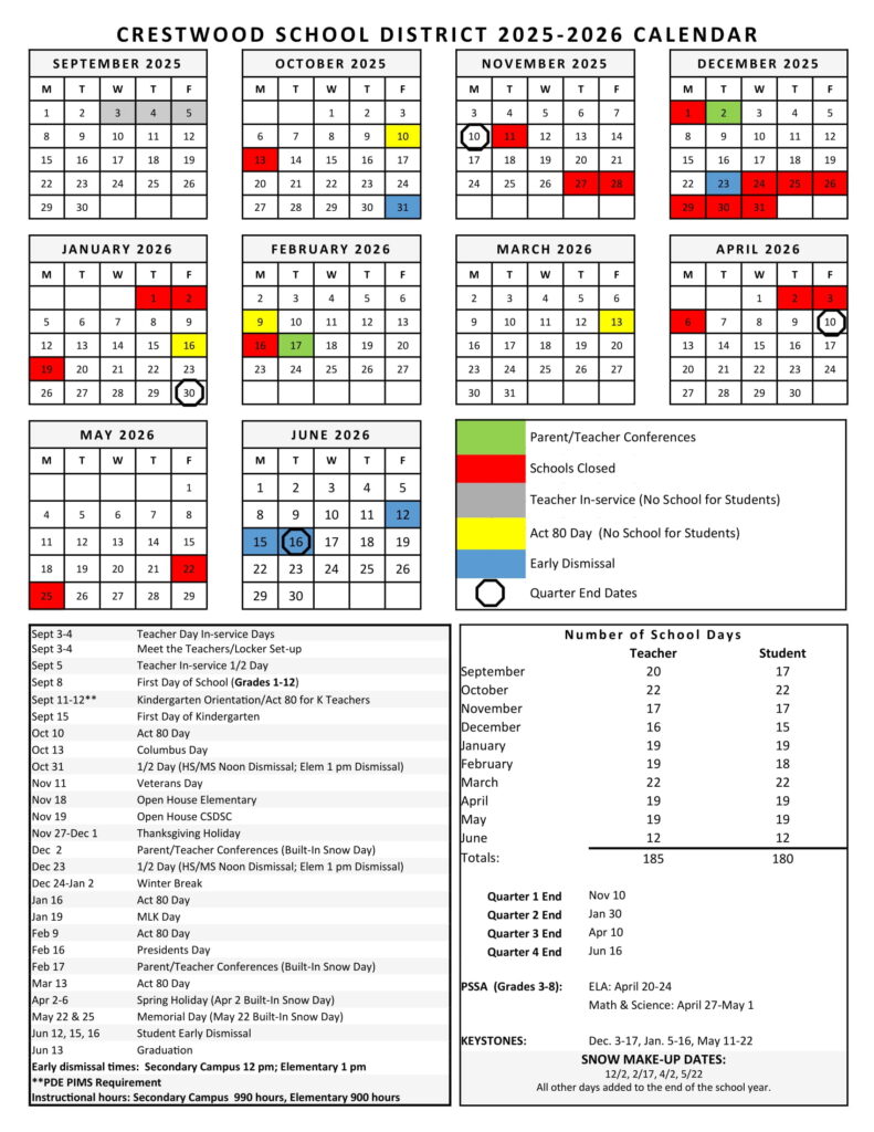 Crestwood School District Calendar 25-26 [pdf] REVISED - EduCounty
