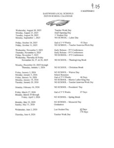 Eastwood local schools 25-26 Calendar [PDF] Revised - EduCounty