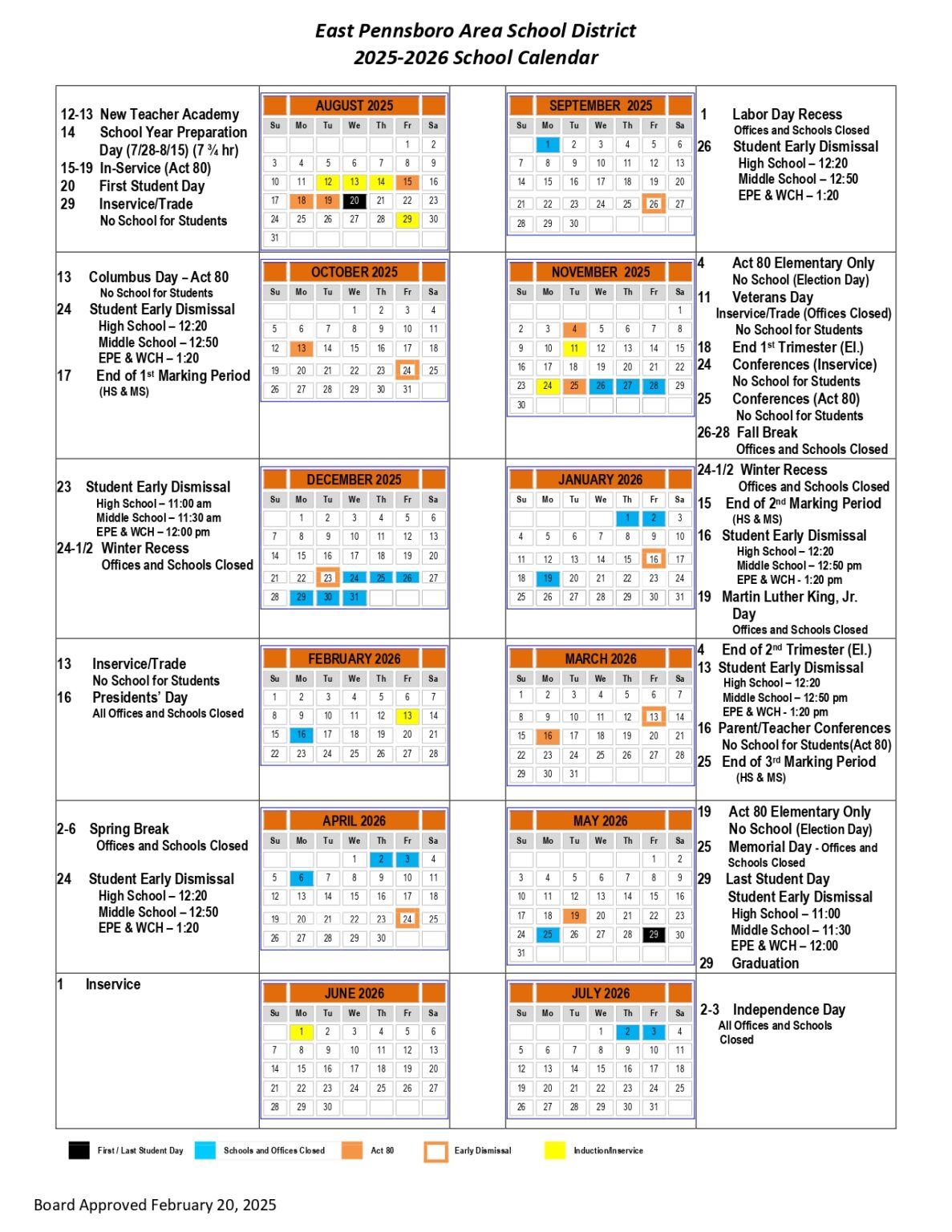 East Pennsboro Area School District Calendar 25-26 [PDF] revised ...