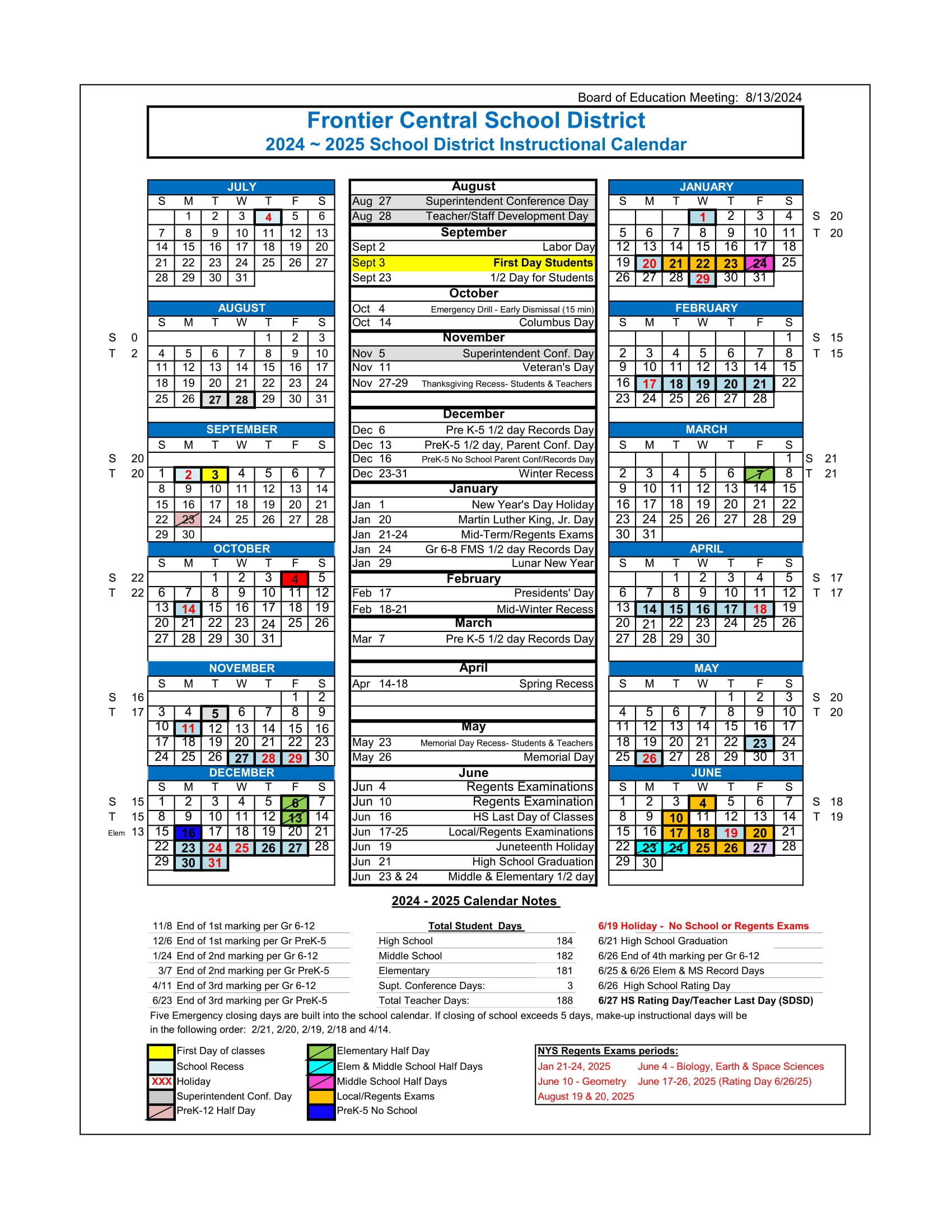 Frontier Central School District Calendar 25-26 pdf revised - EduCounty