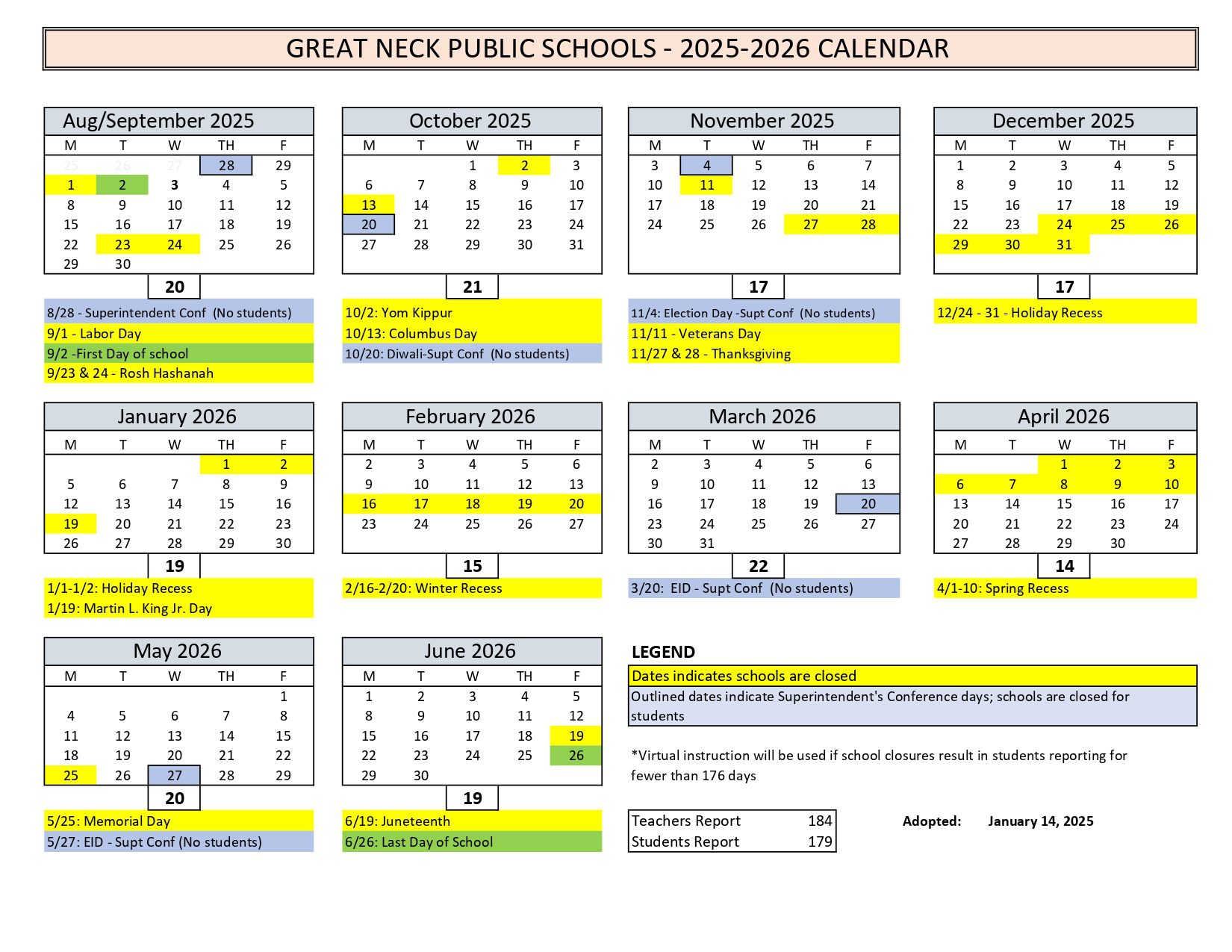 Great Neck Public Schools Calendar 25-26 REVISED [PDF] - EduCounty