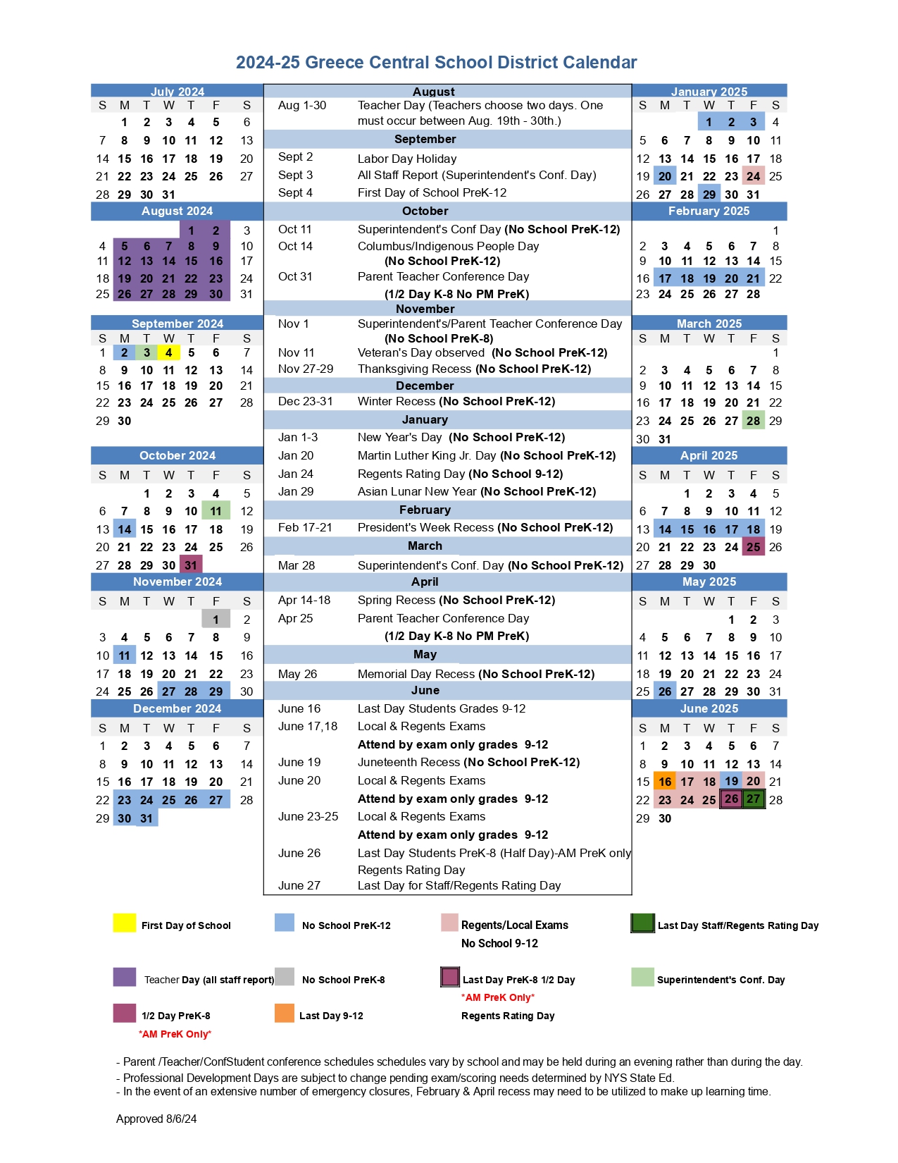 Greece Central School District Calendar 25-26 [PDF] revised - EduCounty