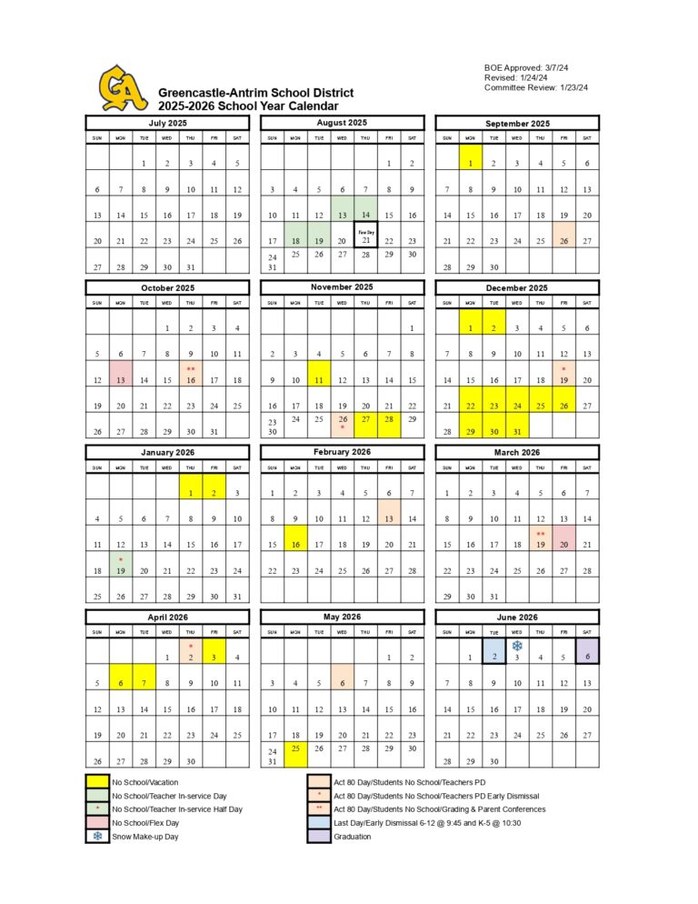 Greencastle-Antrim GCASD Calendar 25-26 [pdf] revised - EduCounty