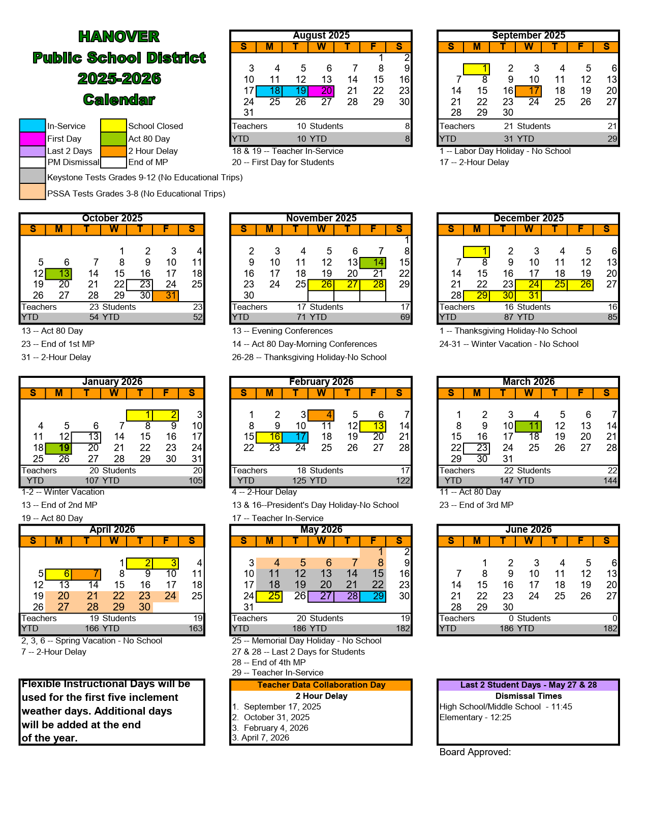 Hanover Public School District Calendar 25-26 [PDF] revised - EduCounty