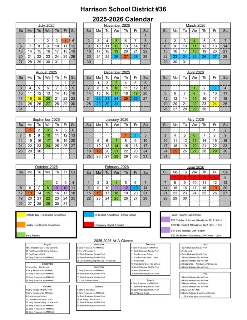 Harrison School District HSD36 Calendar 25-26 pdf revised - EduCounty
