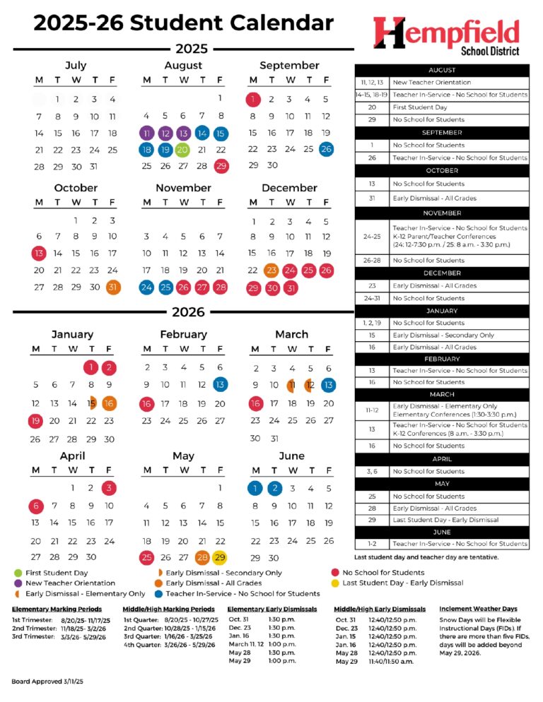 Hempfield School District Calendar 25-26 [PDF] revised - EduCounty