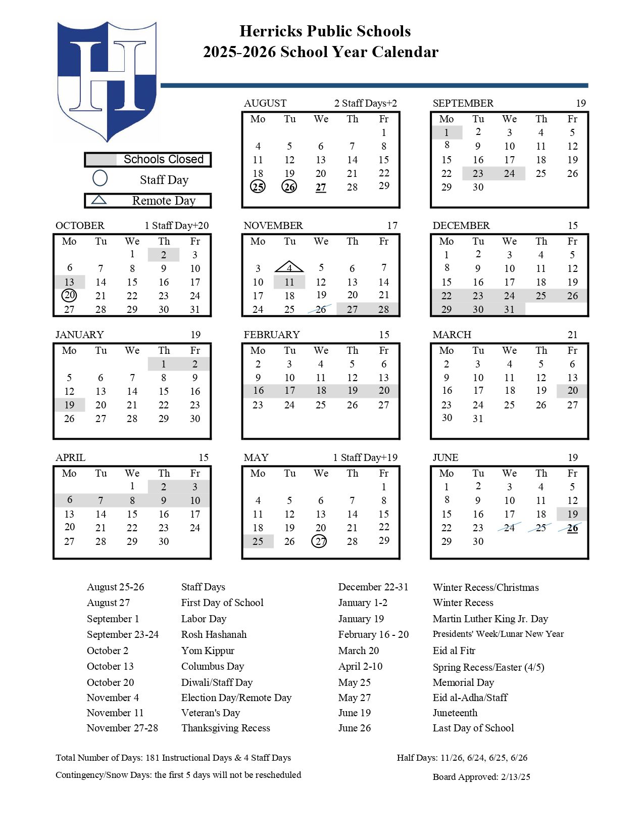 Herricks Public Schools Calendar 25-26 revised [PDF] - EduCounty