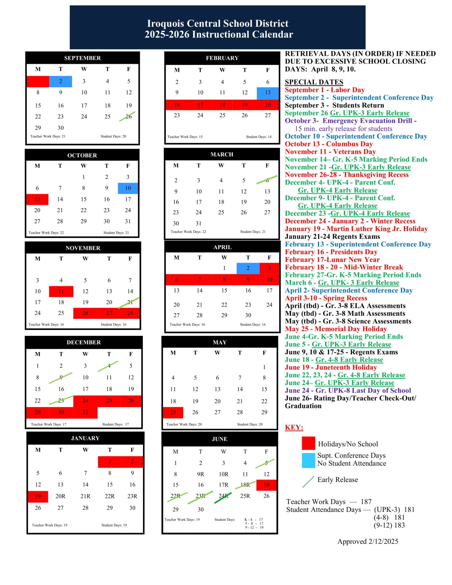 Iroquois School District Calendar 25-26 REVISED - EduCounty