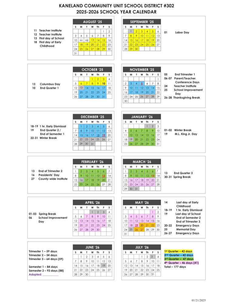 Kaneland District 302 Calendar 25-26 [PDF] REVISED - EduCounty