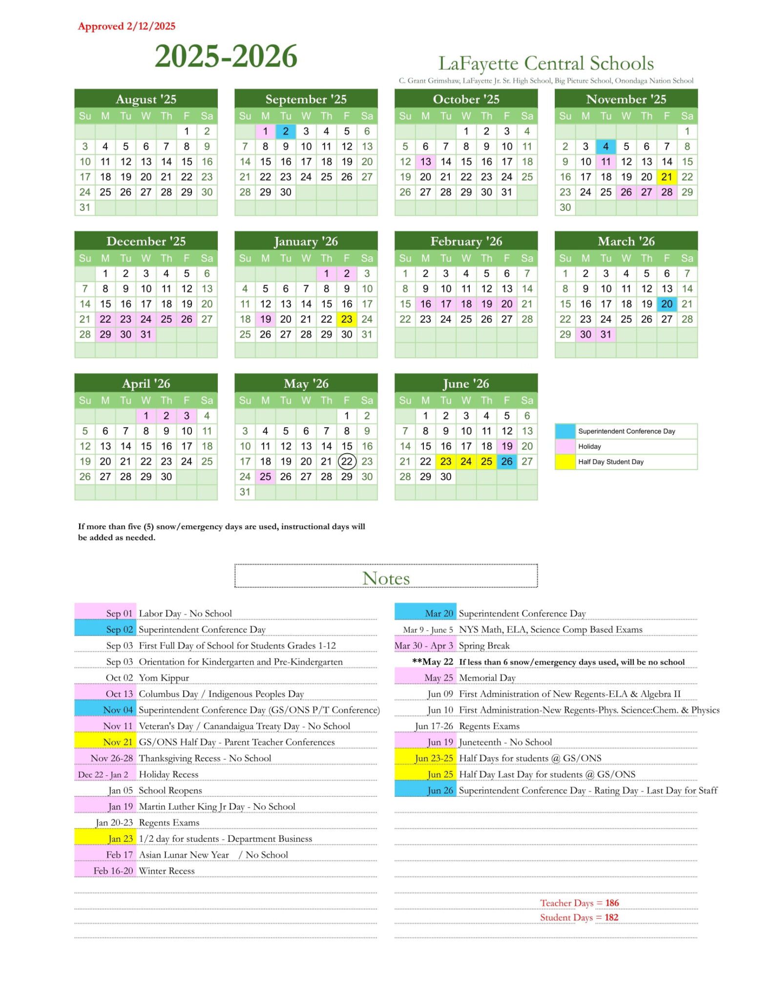 LAFAYETTE LAFSD District School Calendar 25-26 revised - EduCounty